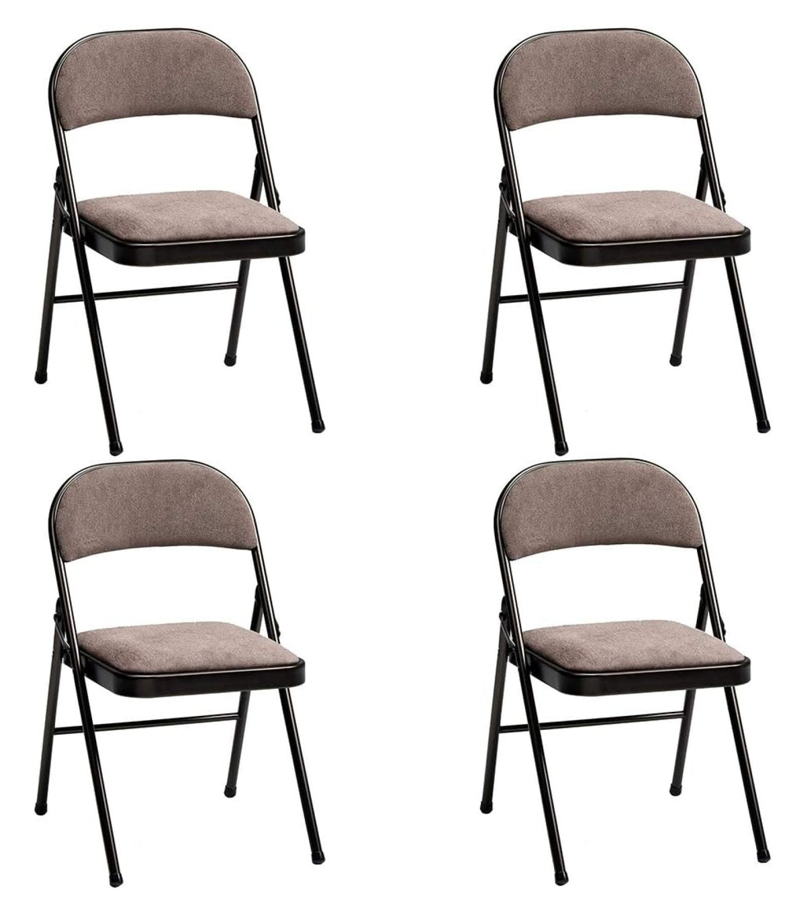4 Pack Padded Folding Chairs, Cushioned Corrin Fabric Foldable Chair ...
