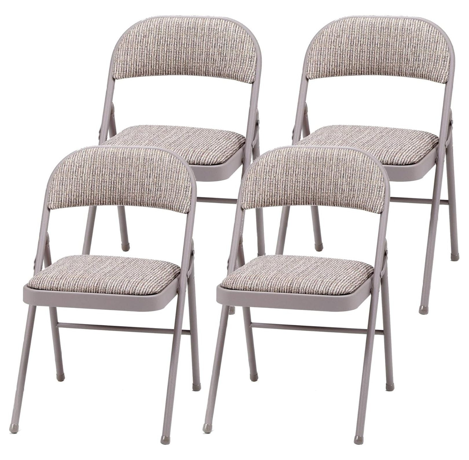 4 Pack Padded Folding Chairs, Fabric Foldable Card Table Chair, Chicory ...