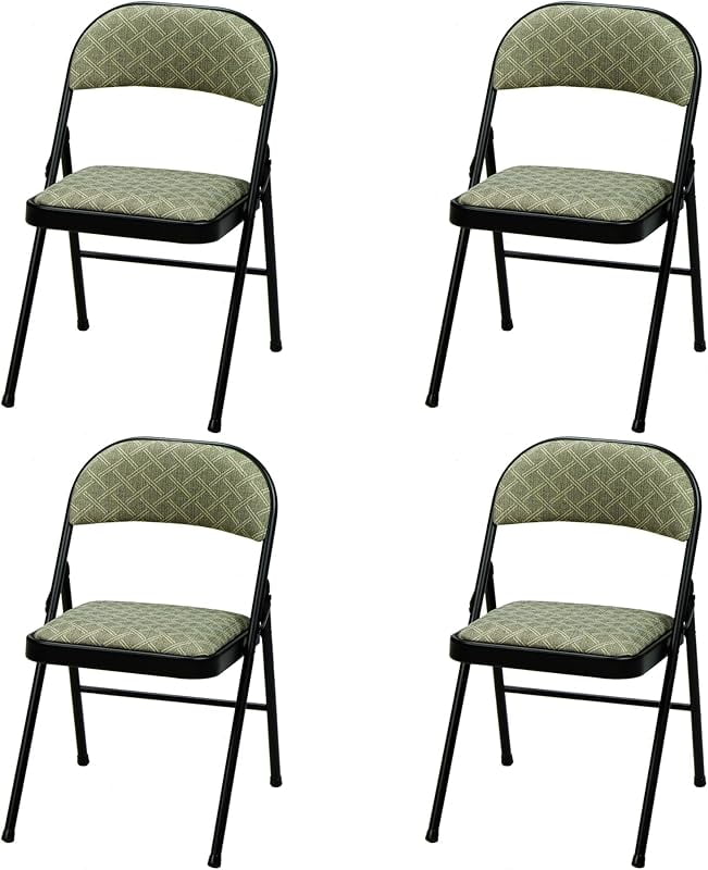 4 Pack Padded Folding Chairs, Fabric Foldable Card Table Chair, Chicory ...