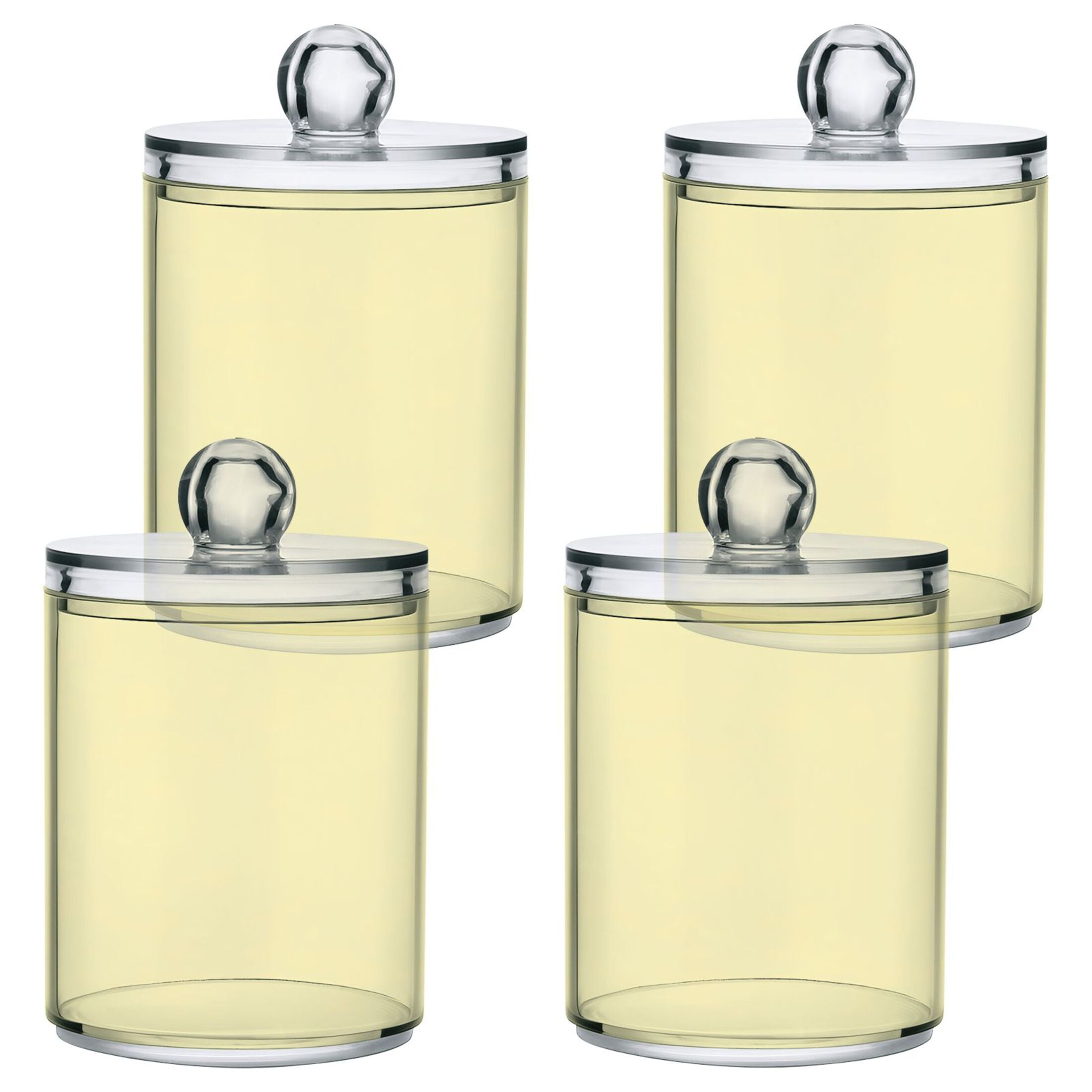 4 Pack Pale Yellow Qtip Holder Dispenser Clear Plastic Storage ...
