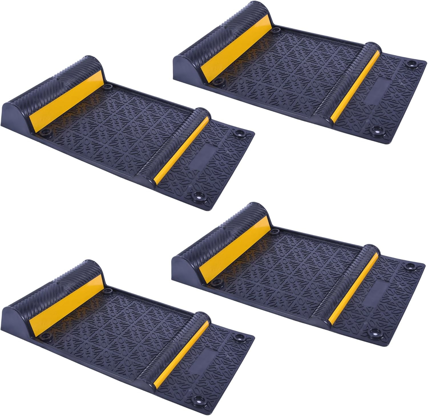 4 Pack Parking Guide Mat, 21” Heavy Duty PU Wheel Stopper w/Reflective ...