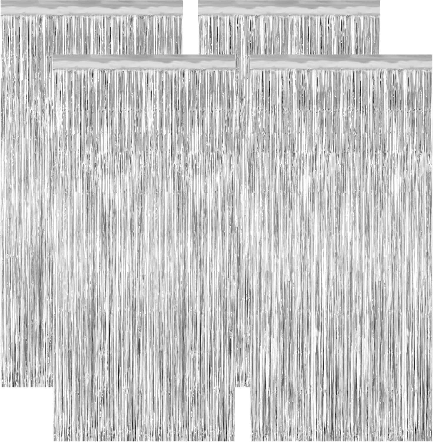 4 Pack Party Decorations, Metallic Silver Backdrop, Photo Booth Props ...