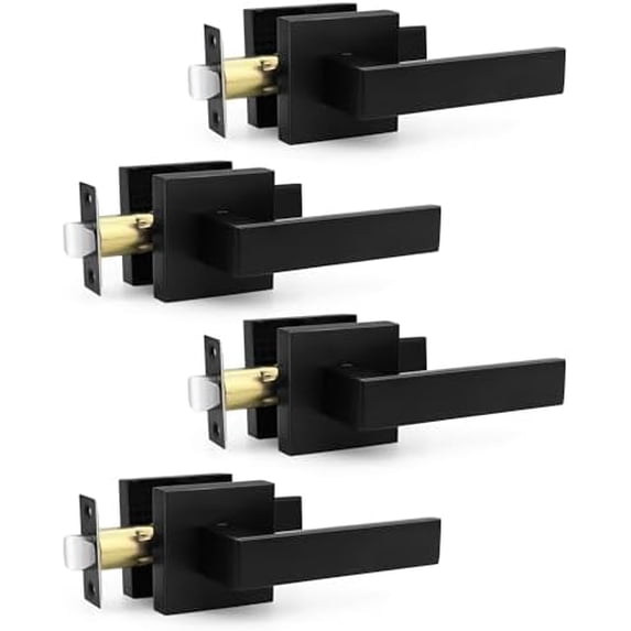 4 Pack Passage Door Handle in Matte Black,Interior Closet Door Knobs ...