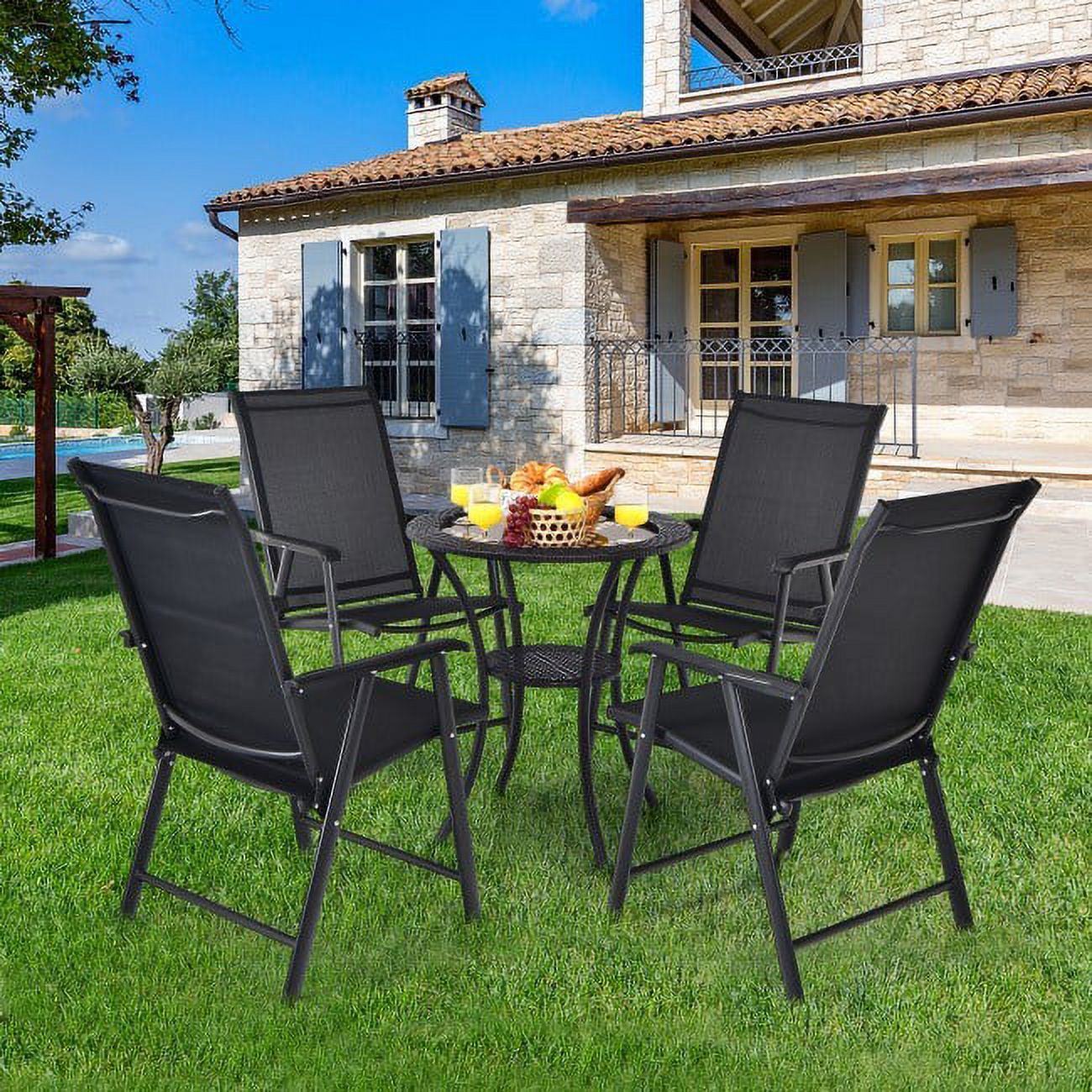 4-Pack Patio Folding Chairs, Portable Outdoor Camping Chairs with Steel ...