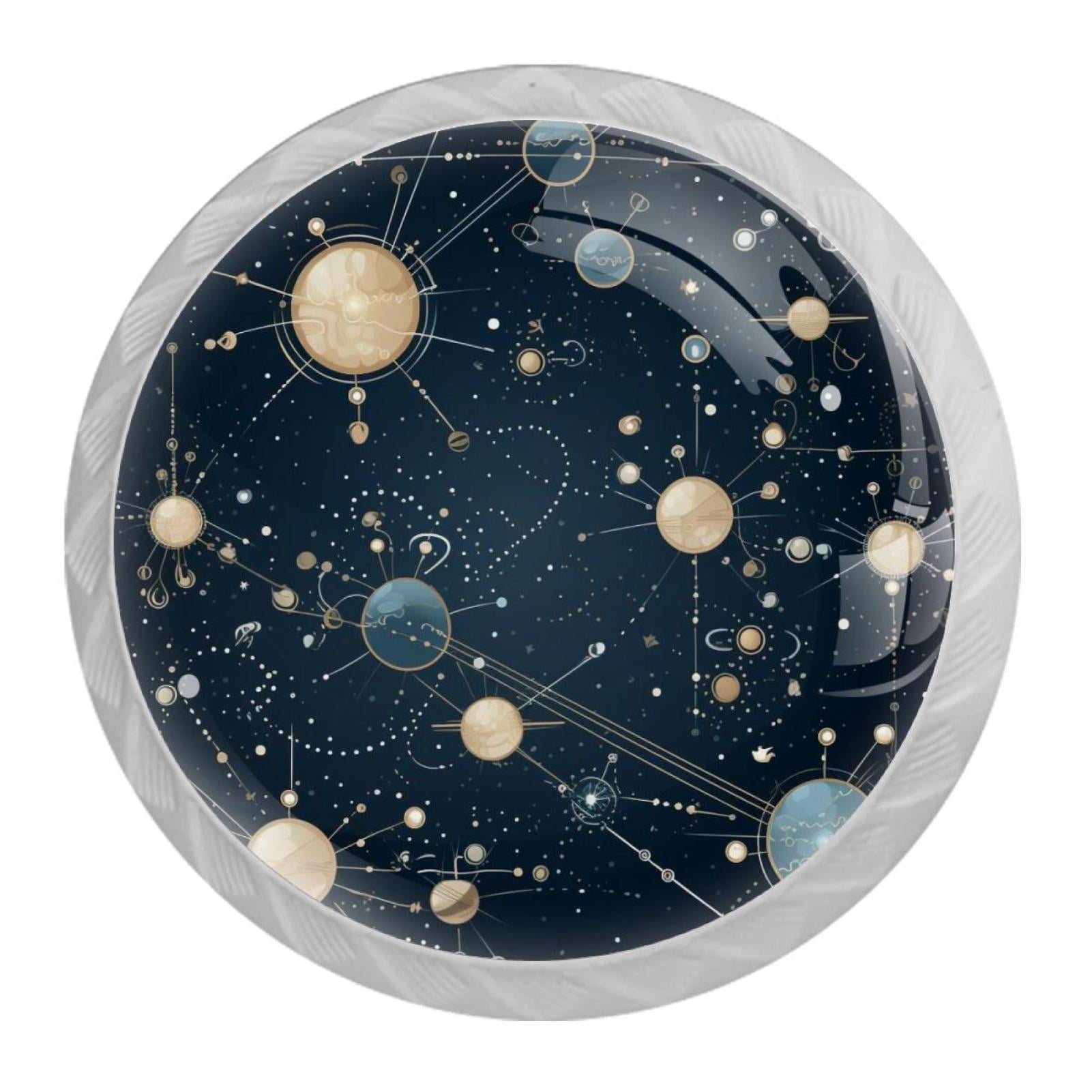4 Pack Pattern Cabinet Knobs, Gemini Constellations Prints Cabinet Pull Handle, Kitchen Door ...