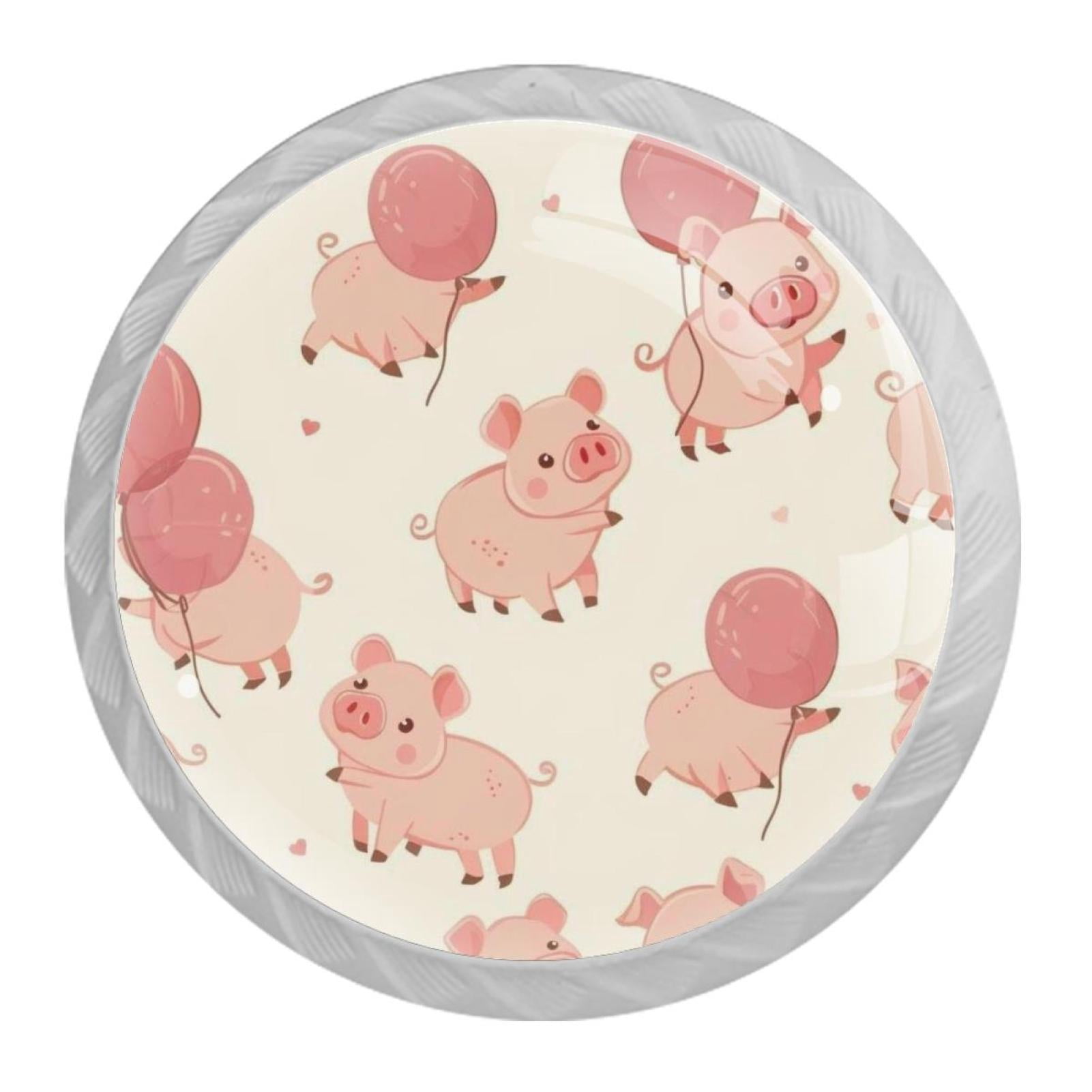 4 Pack Pattern Cabinet Knobs, Pig with Balloon Cabinet Pull Handle ...