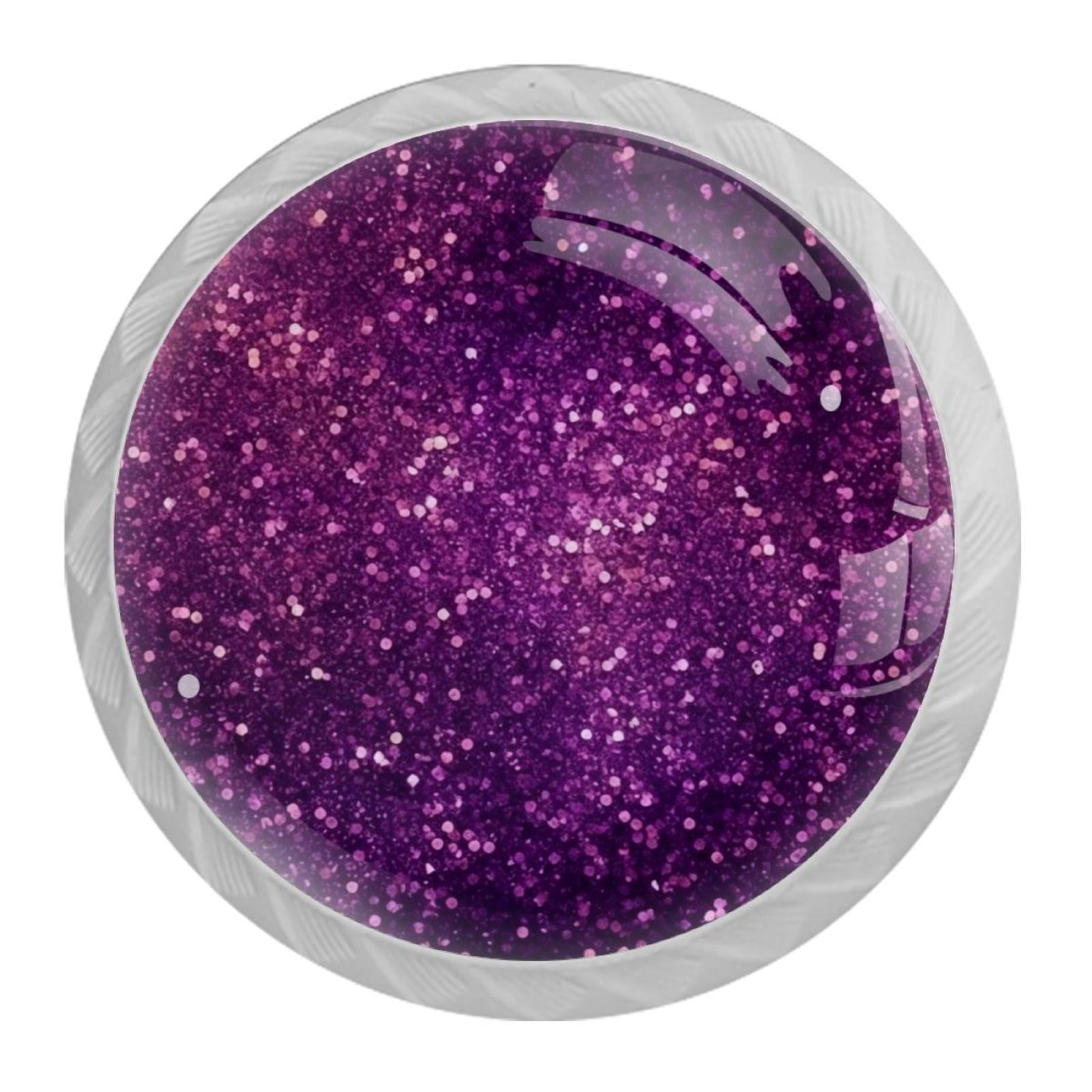 4 Pack Pattern Cabinet Knobs, Purple Sparkling Glitter Pattern Cabinet ...
