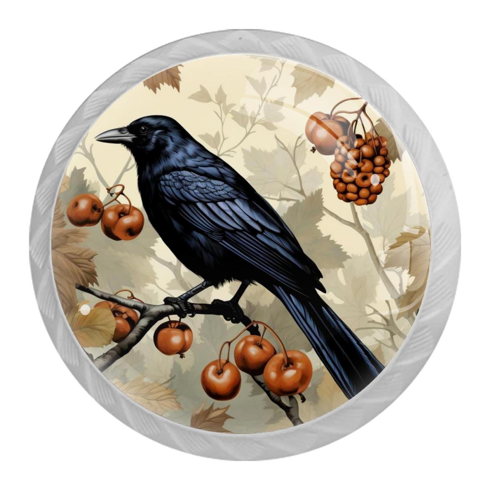 4 Pack Pattern Cabinet Knobs, Raven Print Cabinet Pull Handle, Kitchen ...