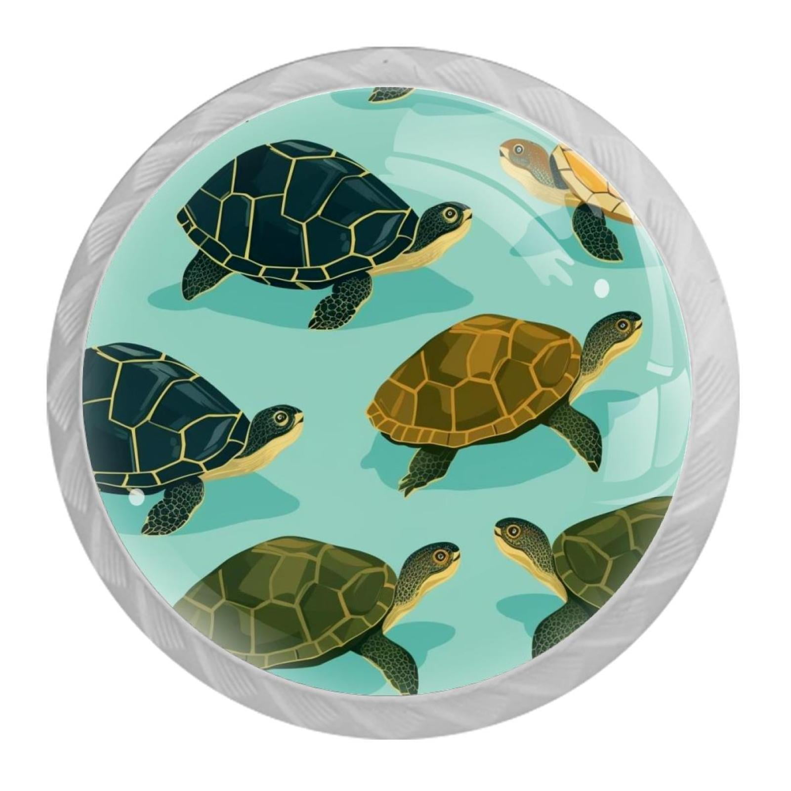 4 Pack Pattern Cabinet Knobs, Sea Turtle Seamless Pattern Cabinet Pull ...
