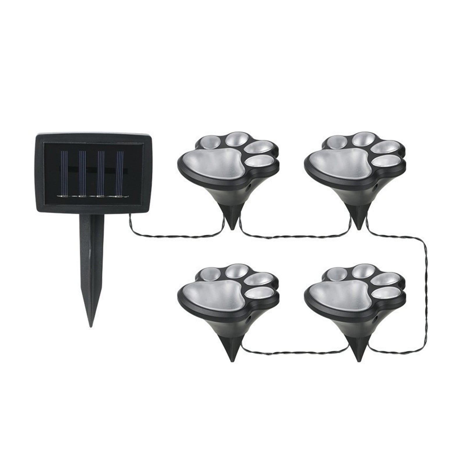 4 Pack Paw Print Solar Lights, Waterproof Outdoor Garden Decor with ...