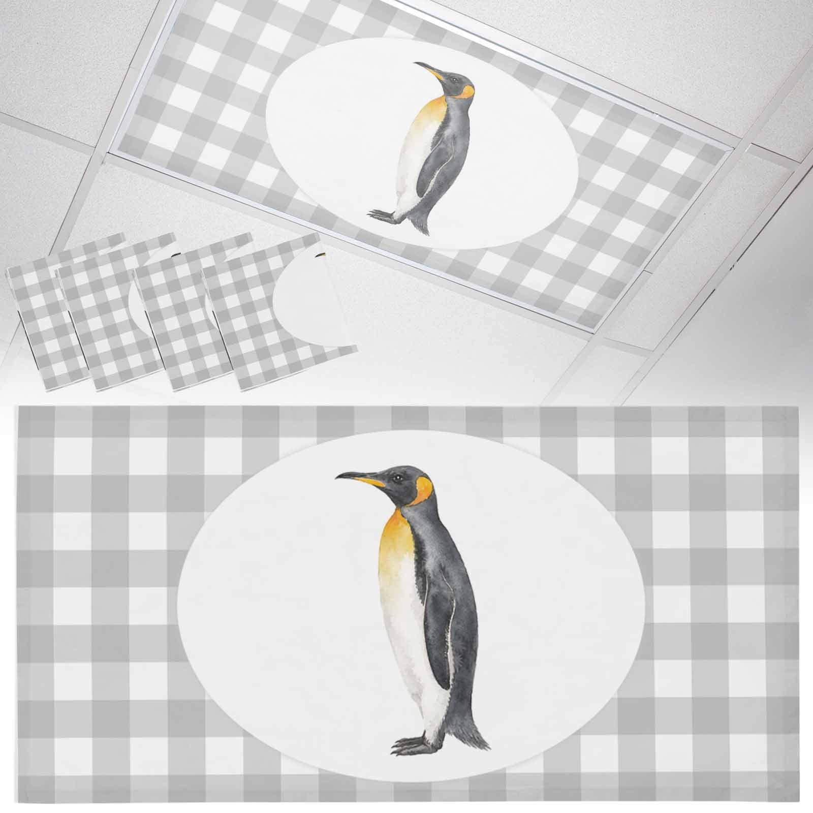 4 Pack Penguin Fluorescent Light Covers for Ceiling Lights Gray Plaid ...