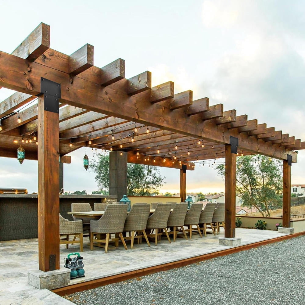 4 Pack Pergola Brackets, 6"x 6" (Actual 5.5" X 5.5") Galvanized Steel ...