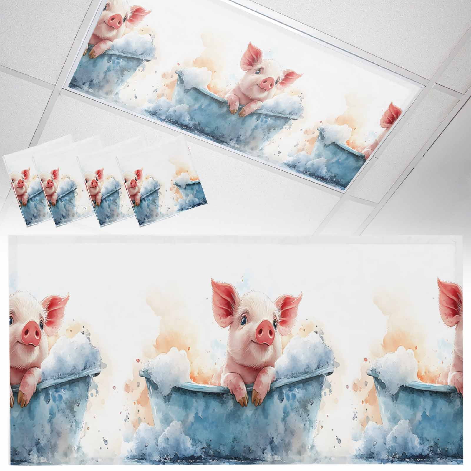 4 Pack Pig Bathing Fluorescent Light Covers for Ceiling Lights in The ...