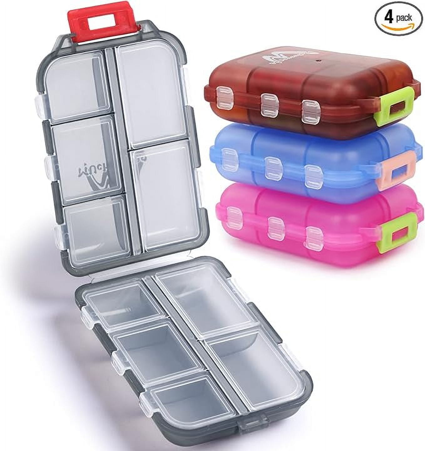 4 Pack Pill Case Portable Small Weekly Travel Pill Organizer Portable Pocket Pill Box Dispenser ...