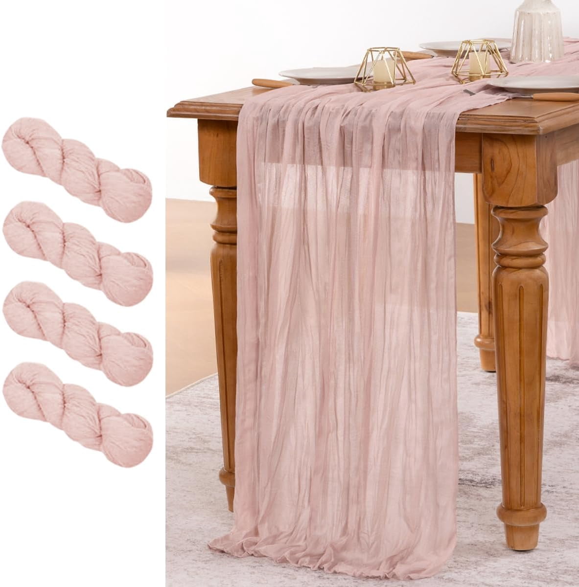 4 Pack Pink Cheesecloth Table Runner Summer Boho Gauze Rustic Cheese ...