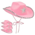 4-Pack Pink Cowboy Hats for Girls and Women - Felt Cowgirl Hats with ...