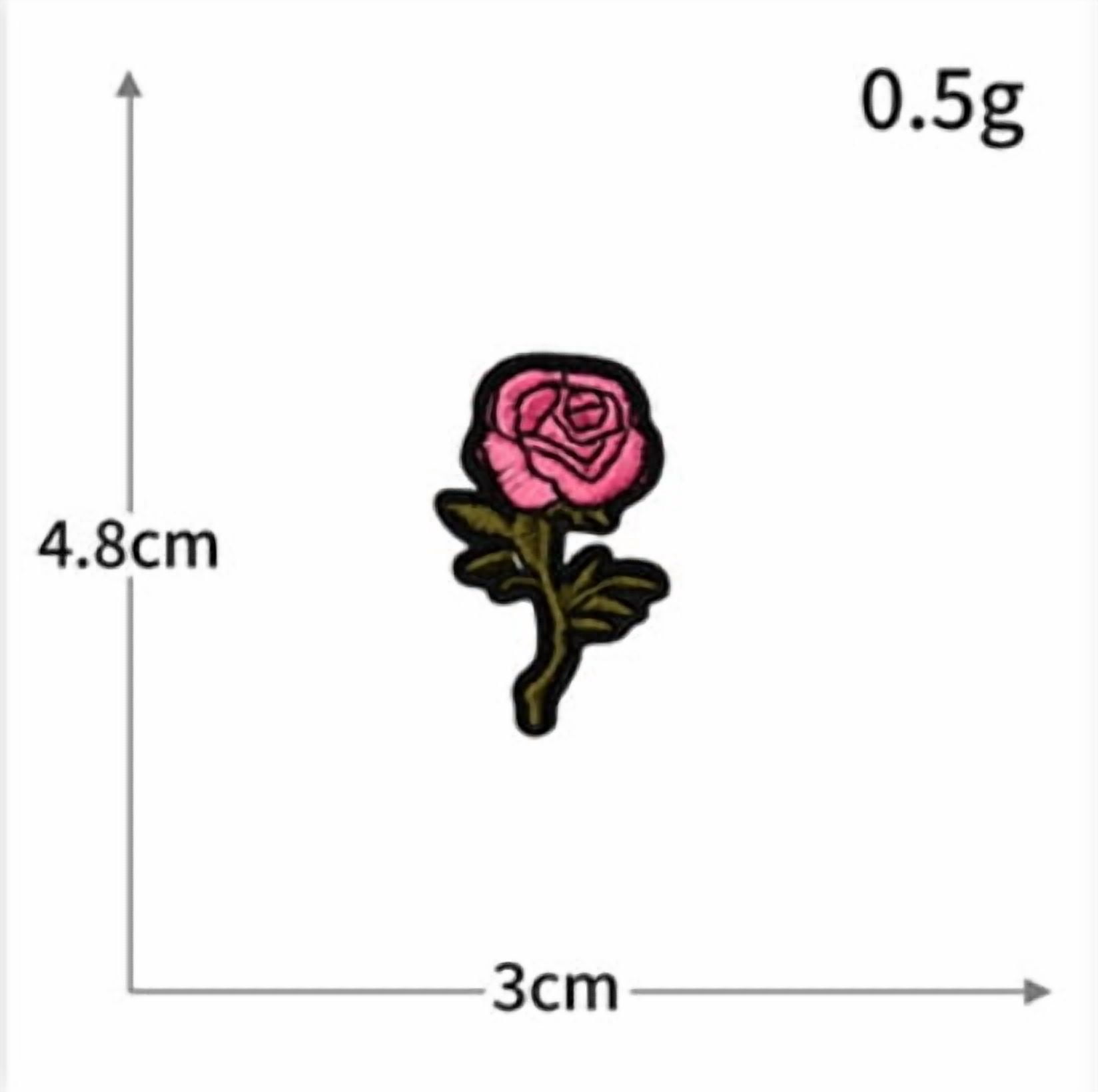 4 Pack Pink Flower Embroidery Patches - Self-Adhesive Cloth Patches for ...
