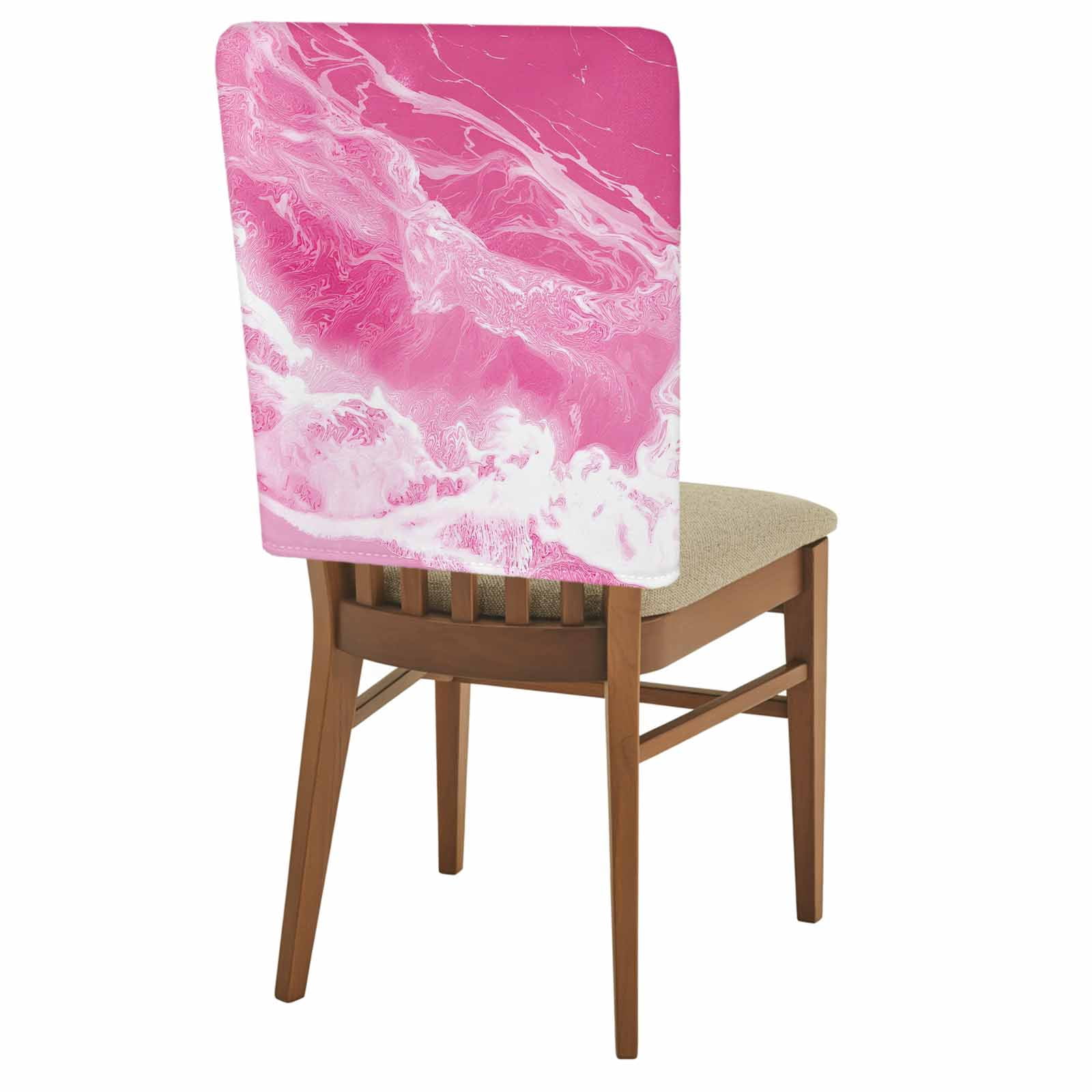 4 Pack Pink Sea Chair Back Covers Modern Abstract Pink White Marble ...