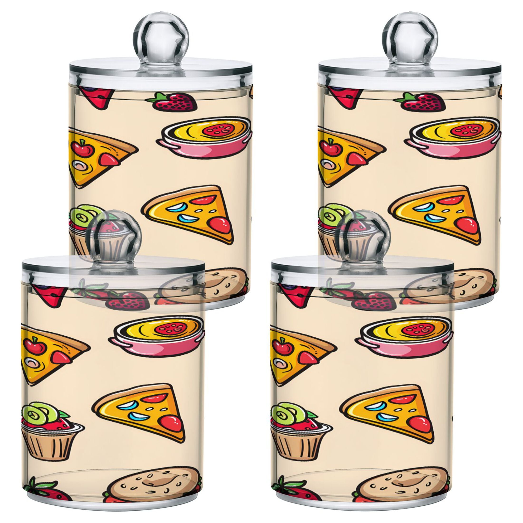 4 Pack Pizza Burger Strawberry Watermelon Qtip Holder Dispenser Clear ...