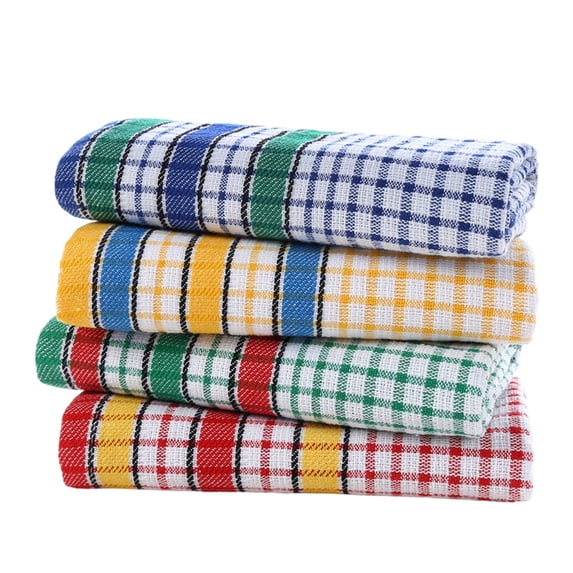 4-Pack Plaid Kitchen Dish Towels, Torqee Absorbent Cotton Tea Towels ...