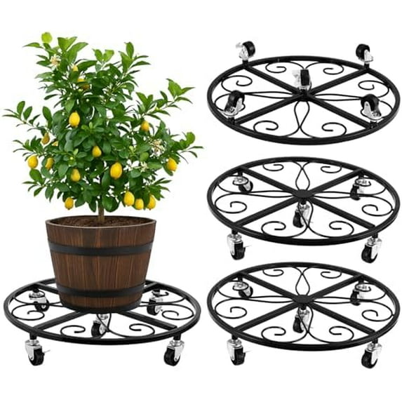 4 Pack Plant Caddy with Wheels, 18 Inch Extra Large Heavy Duty Metal ...