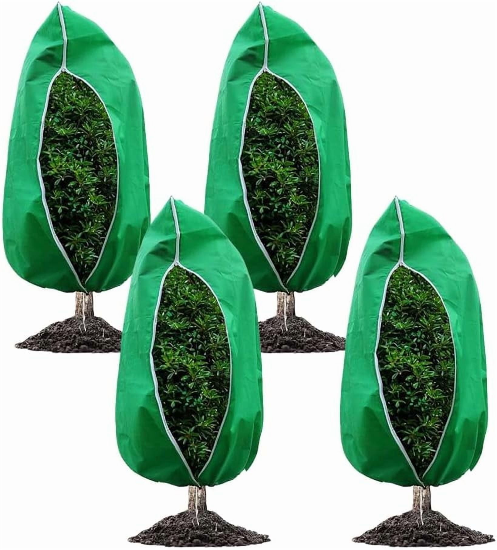 4 Pack Plant Covers Freeze Protection with Zipper Drawstring, Reusable ...