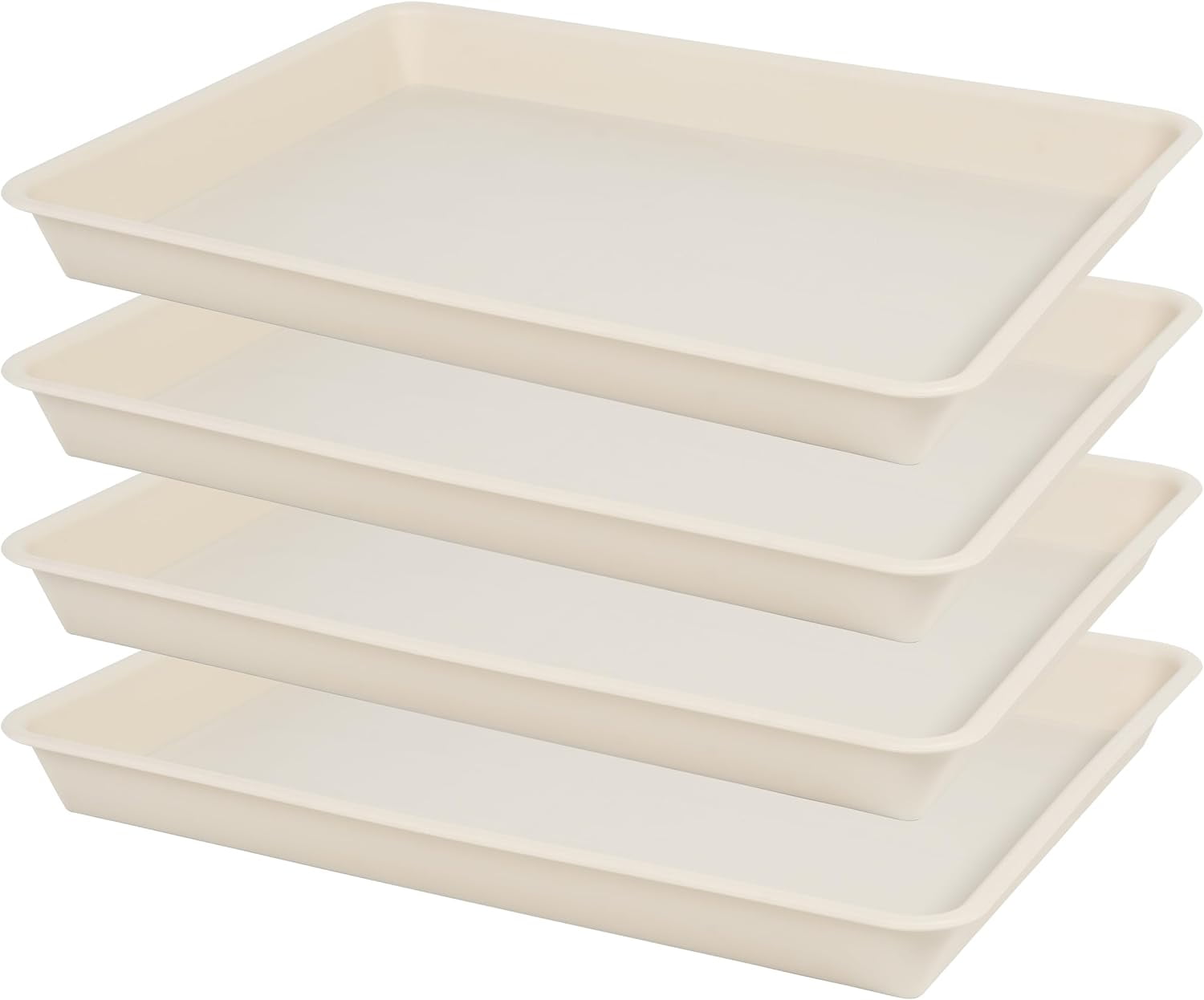 4 Pack Plant Saucer Tray Rectangular, Plant Saucers for Indoors, Heavy Sturdy Plastic Plant ...
