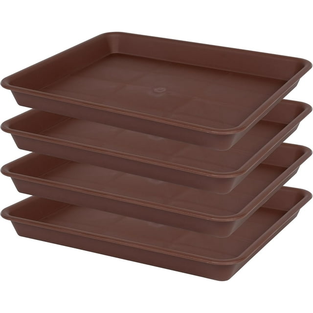 4 Pack Plant Saucer Tray Rectangular, Plant Saucers for Indoors, Heavy ...