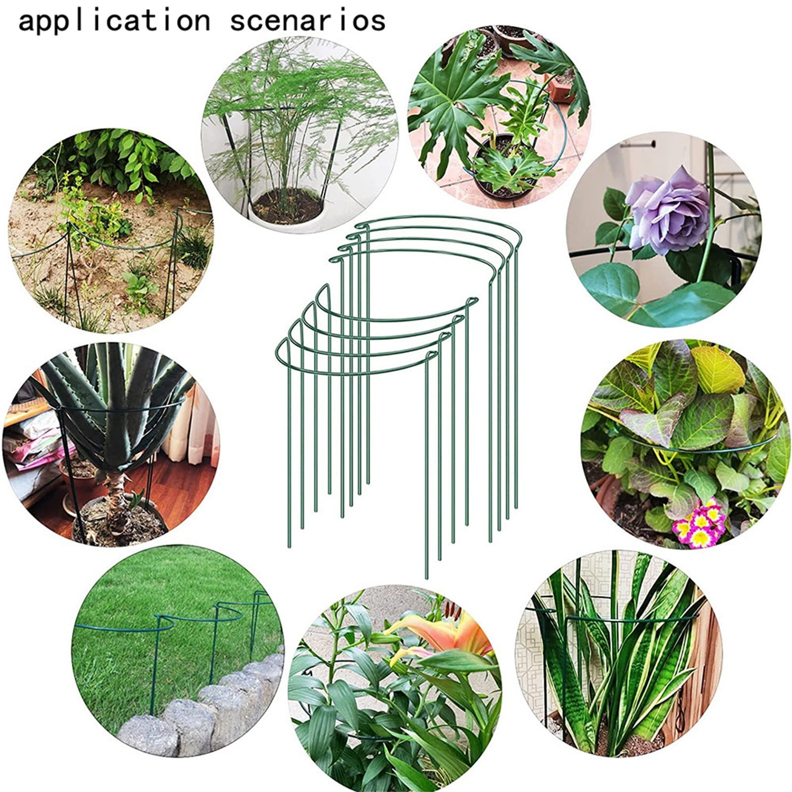 4 Pack Plant Support Stakes, Metal Garden Plant Stake(10" Wide x 15.8 ...