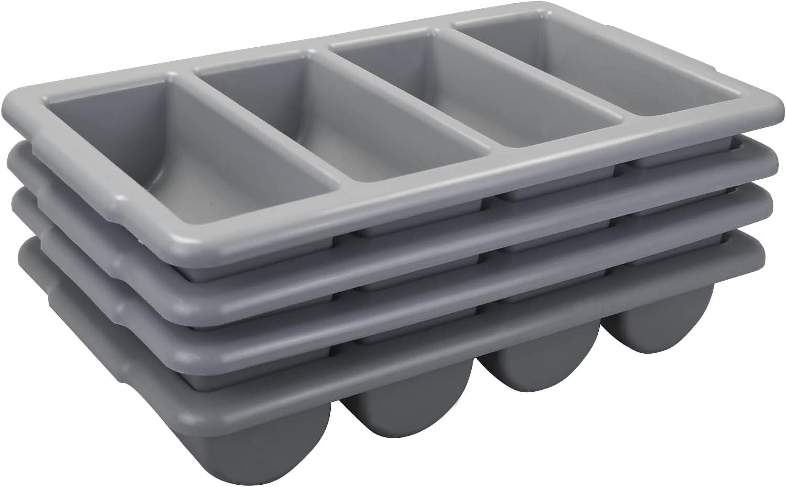 4-Pack Plastic 4-Compartment Cutlery Bin, Commercial Cutlery Holder ...