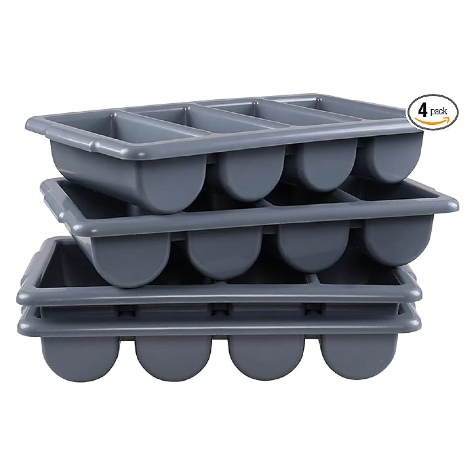 4-Pack Plastic 4 Compartment Cutlery Bin, Flatware Storage Tray ...