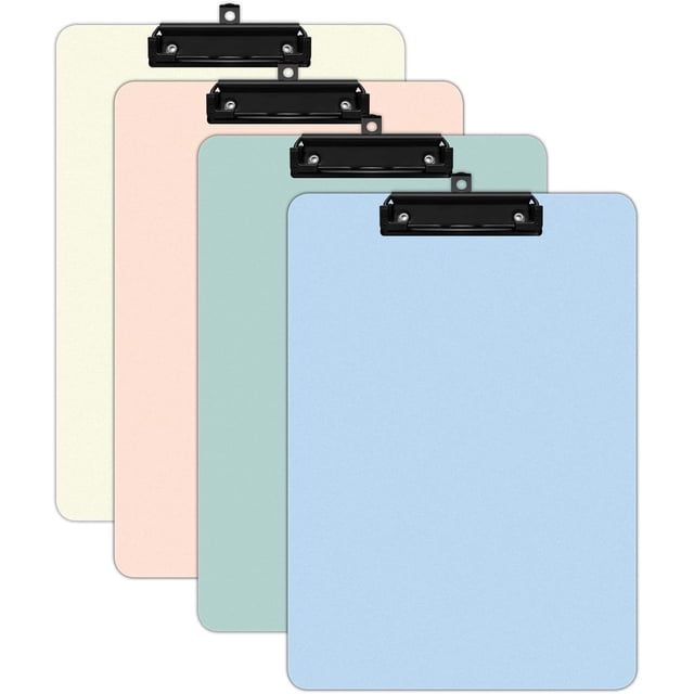 4 Pack Plastic Clipboards Multiple Colors Clip Boards with Low Profile ...