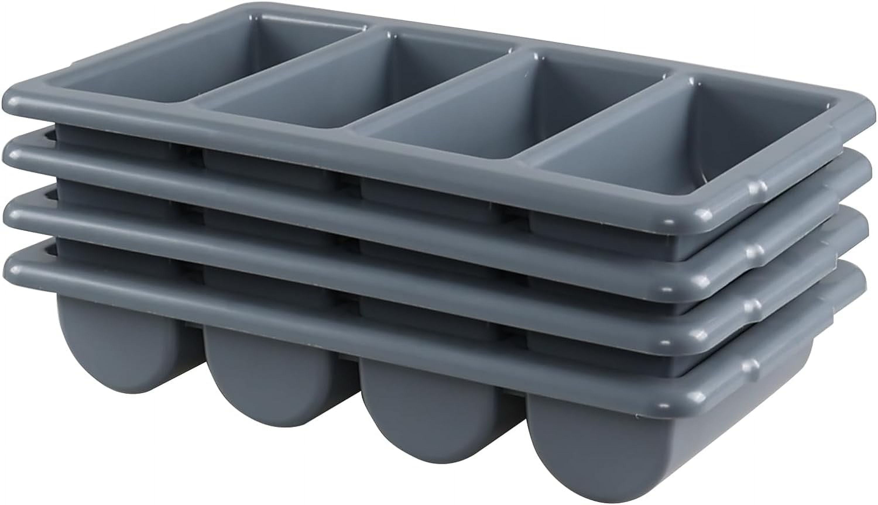 4 Pack Plastic Commercial Cutlery Bin, 4 Compartment Commercial ...