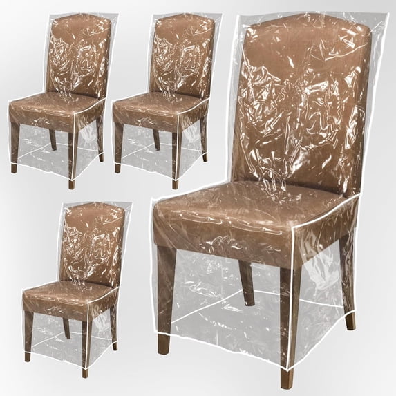 4 Pack Plastic Dining Chair Protectors with Backrests - Waterproof ...