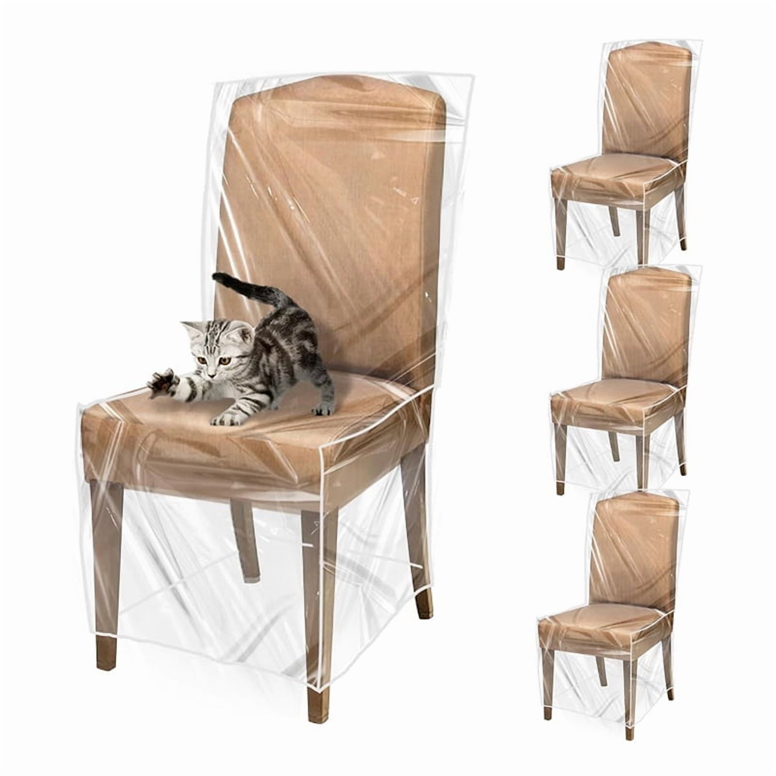 4 Pack Plastic Dining Chair Protectors with Backrests Waterproof ...