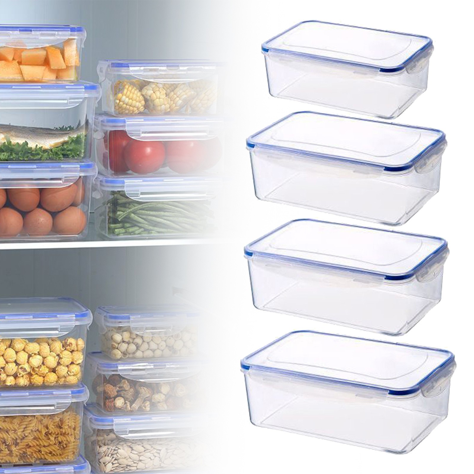 4 Pack Plastic Food Storage Containers With Lids BPA-Free Airtight ...
