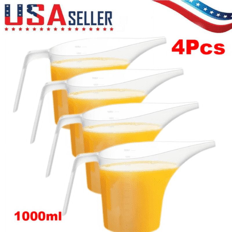 4 Pack Plastic Funnel Pitcher,Measuring Cup with Long Spout,1000ml/32 ...