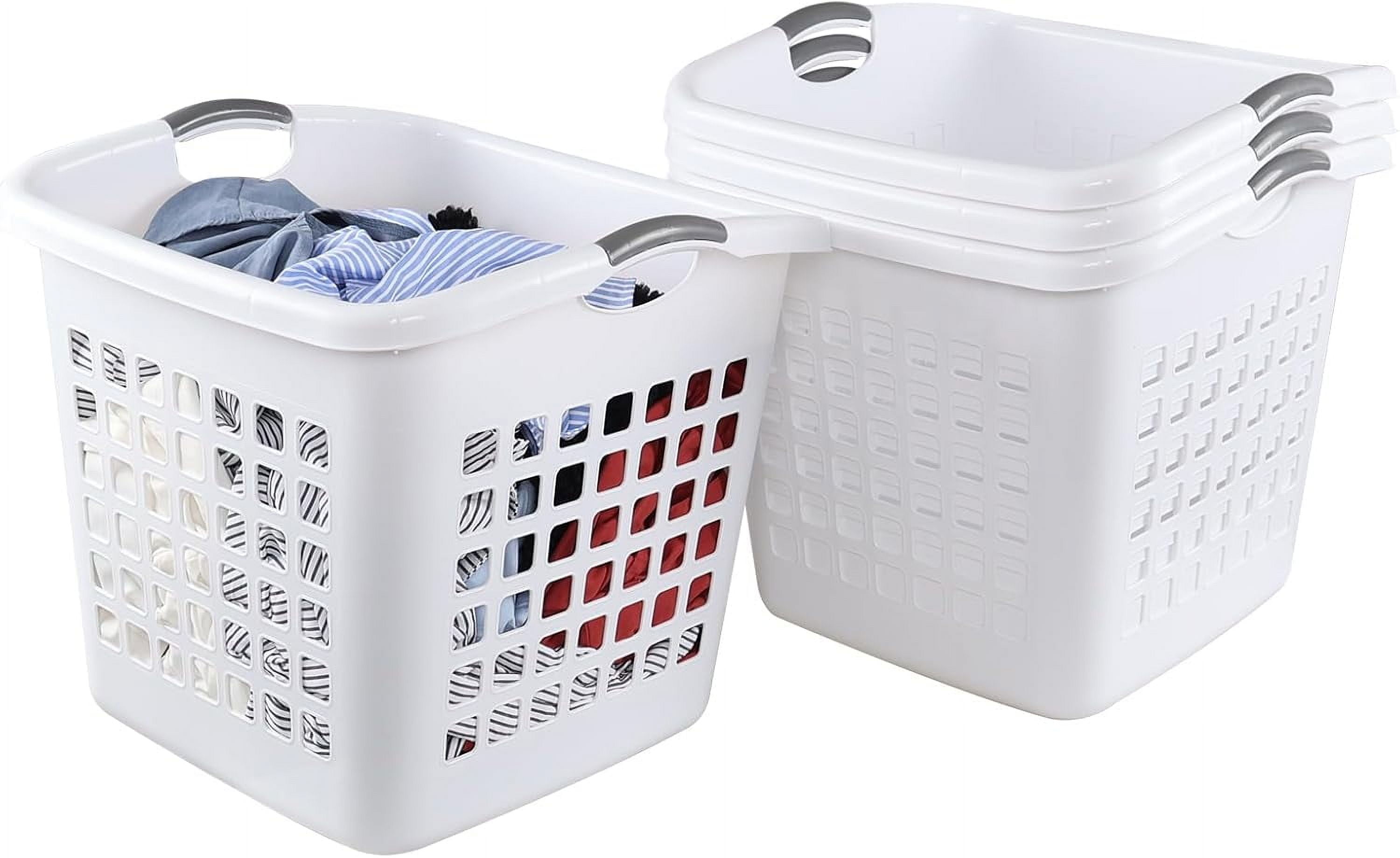 4-Pack Plastic Laundry Basket, Portable Dirty Clothes Storage Container ...