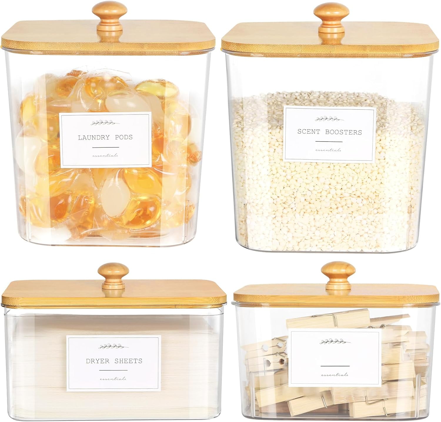 4 Pack Plastic Laundry Pods Container & Dryer Sheet Holder, Laundry ...