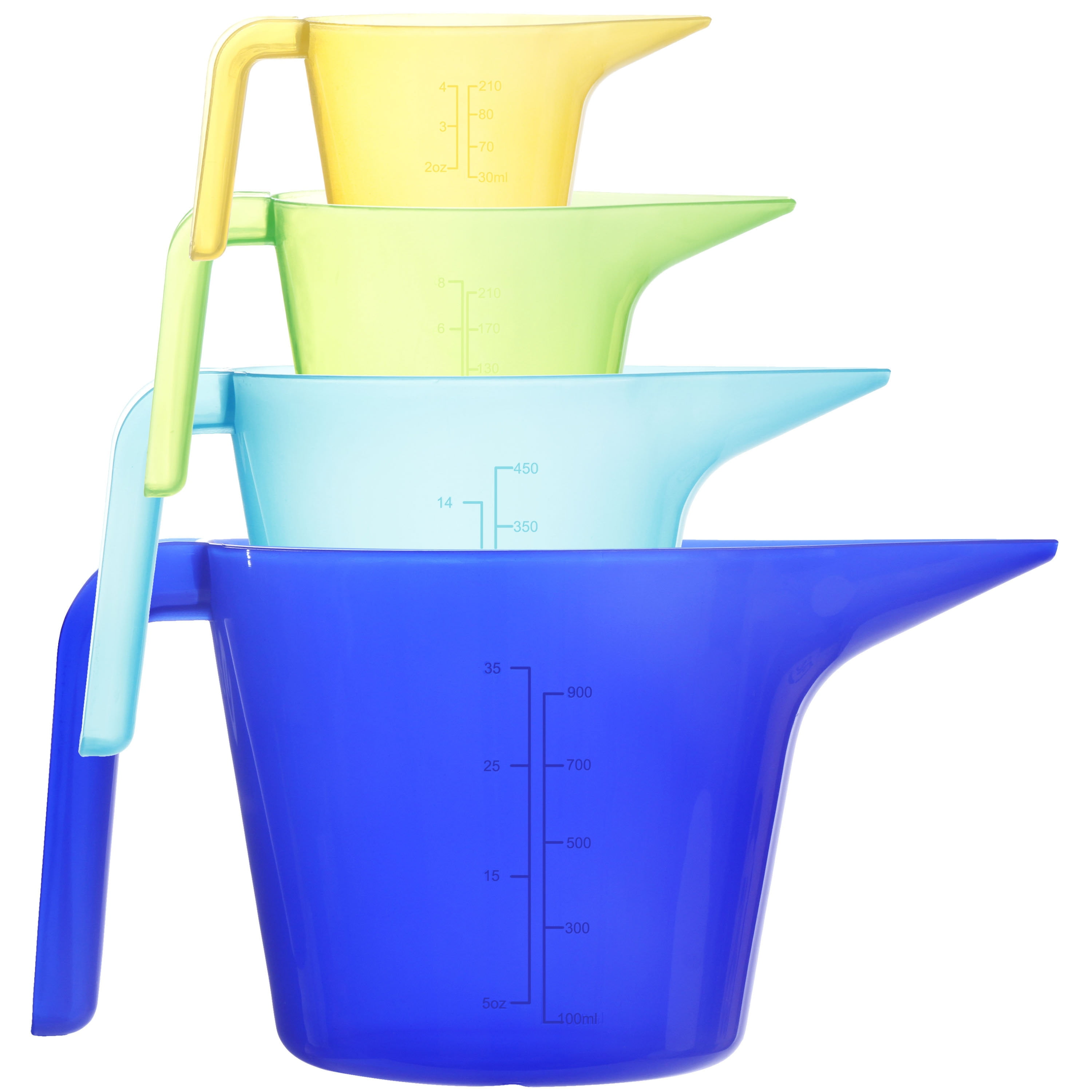 4 Pack Plastic Measuring Cups Set, Nesting Mixing Bowls, Color ...