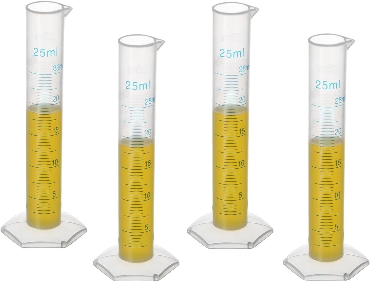 4 Pack Plastic Measuring Graduated Cylinder Set, 25ml Measuring Tube ...