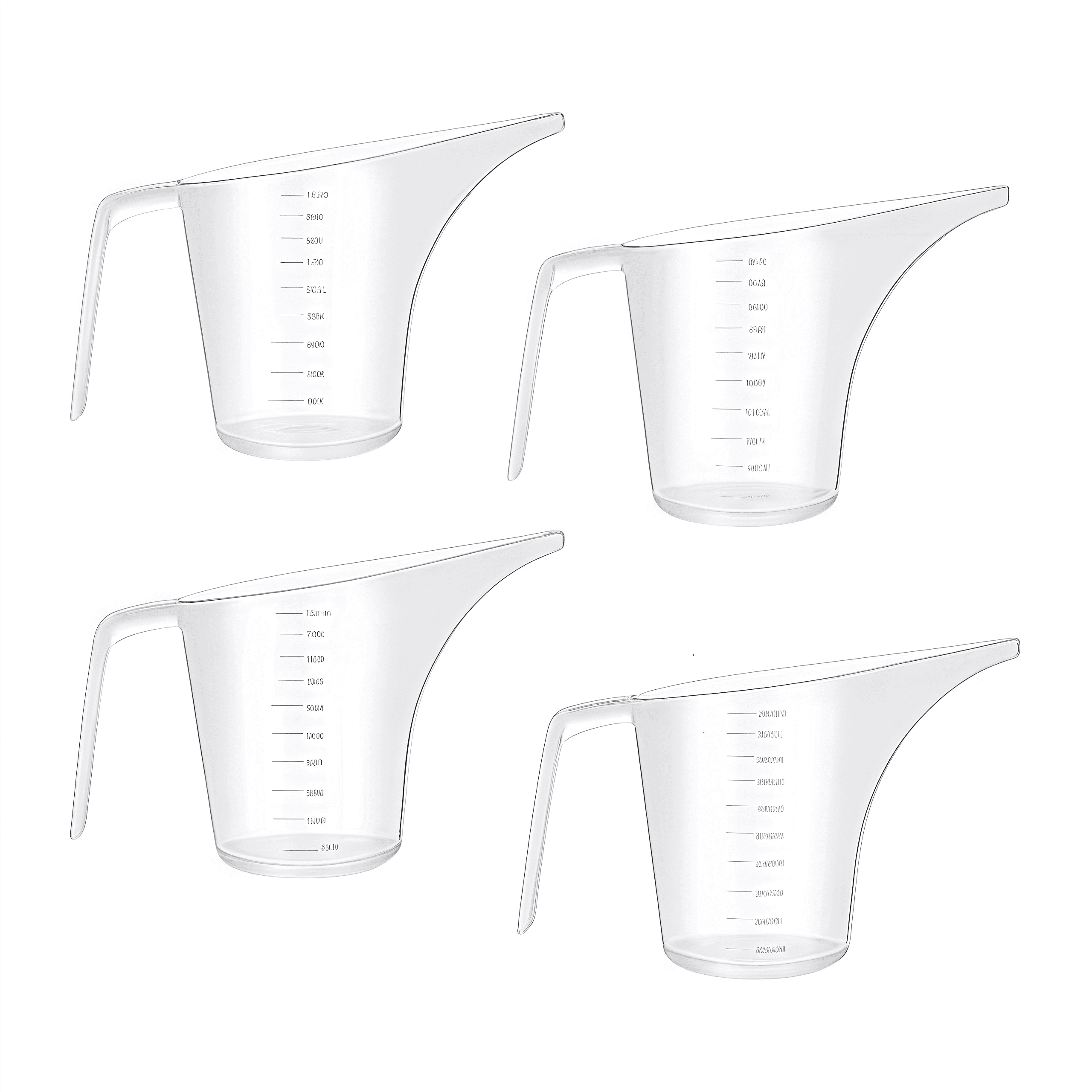 4-Pack Plastic Measuring Pitcher with Long Spout | Oil Measuring ...