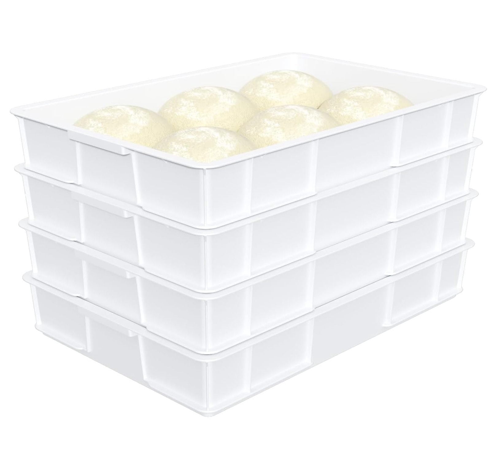 4 Pack Plastic Pizza Dough Proofing Box, Stackable Pizza Dough Proofing ...