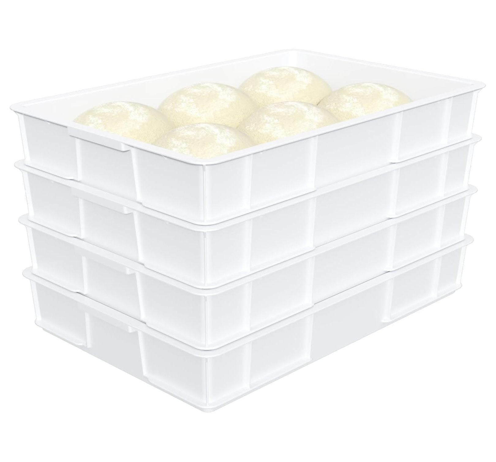 4 Pack Plastic Pizza Dough Proofing Box, Stackable Pizza Dough Proofing ...