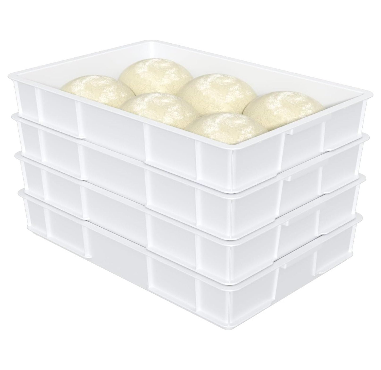 4 Pack Plastic Pizza Dough Proofing Containers, Stackable Pizza ...