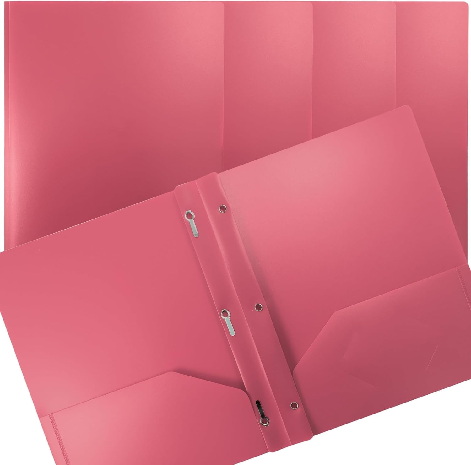 4 Pack Plastic Pocket Folders with Prongs, Heavyweight, Letter Size ...