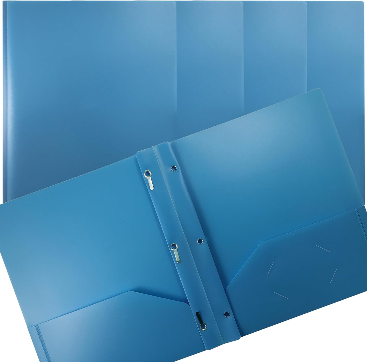 4 Pack Plastic Pocket Folders with Prongs, Heavyweight, Letter Size ...