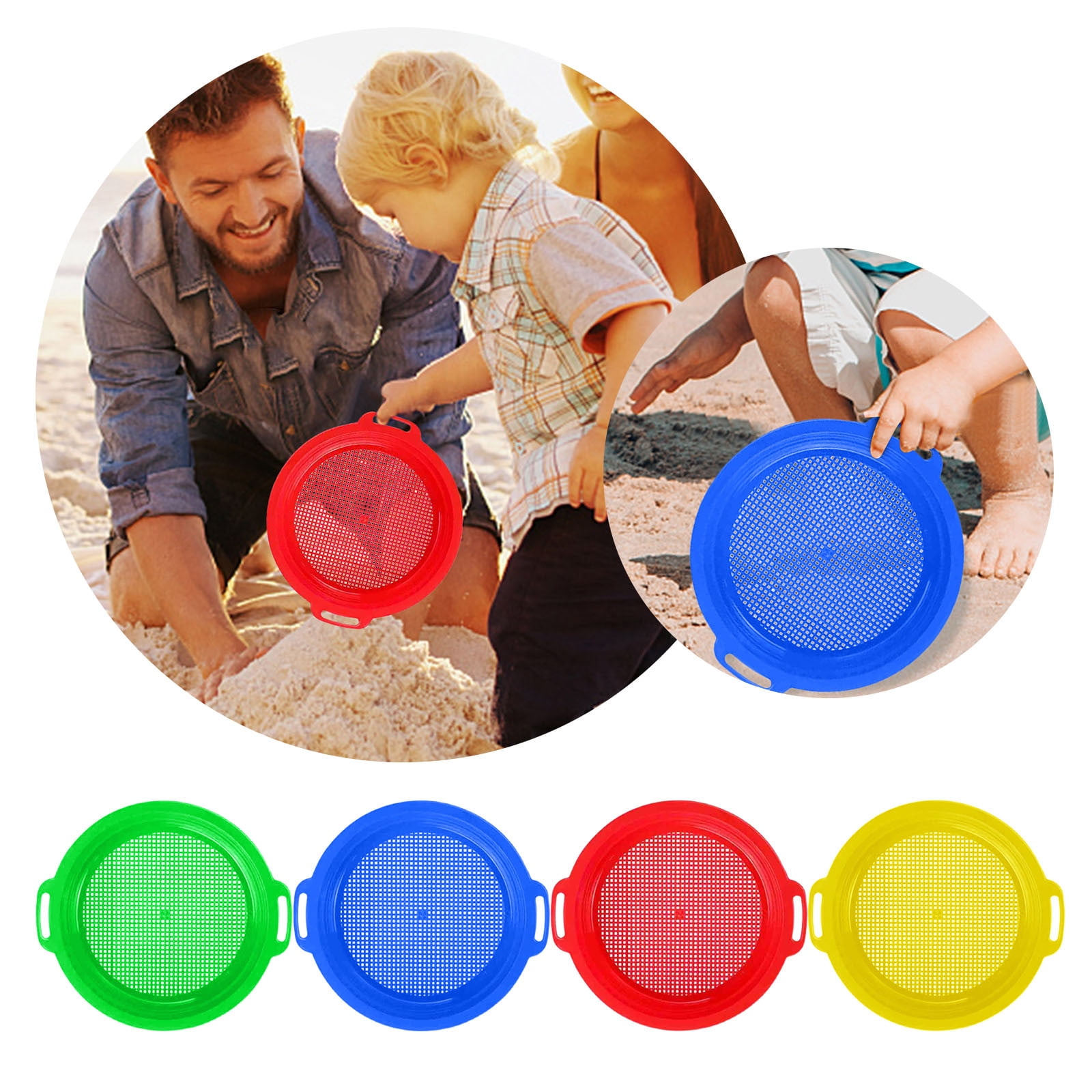4-Pack Plastic Sand Sifter Toys for Kids, Beach Sand Strainer Set with ...