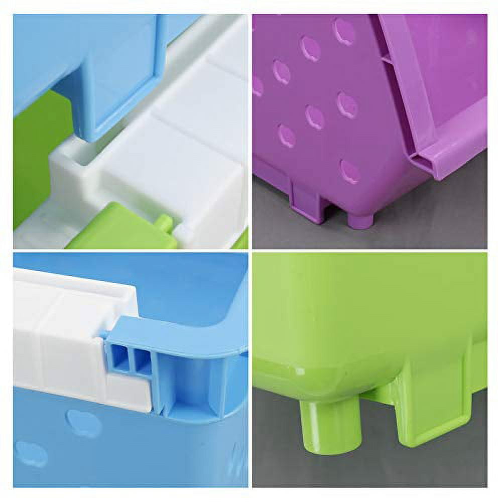 4-Pack Plastic Stackable Storage Baskets, Colored Stacking Bin ...