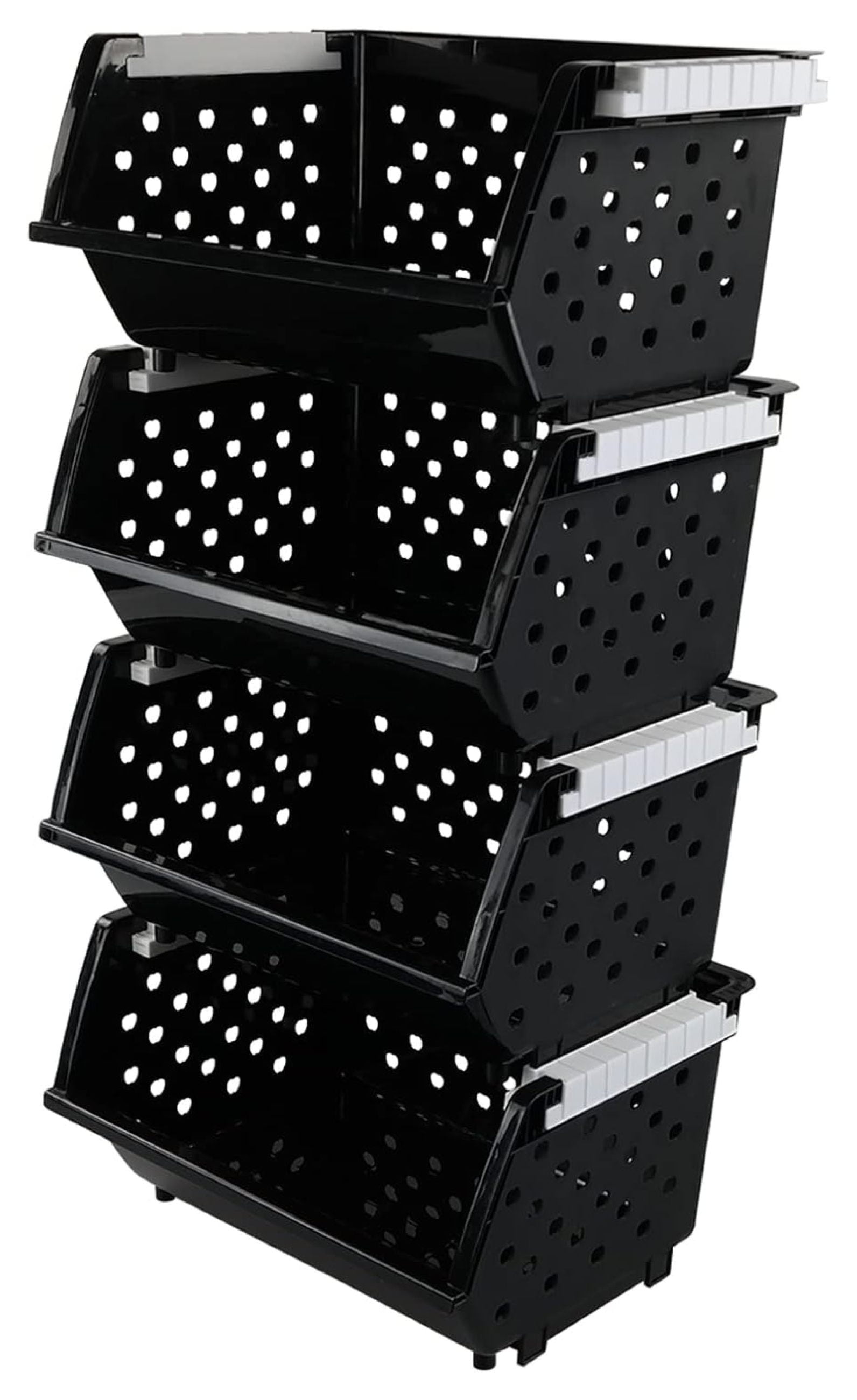 4 Pack Plastic Stackable Storage Baskets, Large Stacking Organizer Bins ...